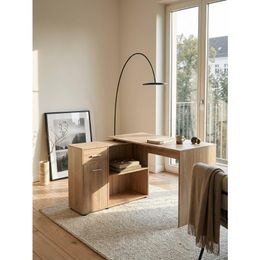 KADIMA DESIGN Eckschreibtisch Mit Regal Modern Design, Sonoma 120x107x75 cm