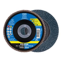 Pferd TOOLS POLIFAN F&auml;cherscheibe PFC 125x22,23 mm konisch Z40 Startlinie START STEELOX Stahl/Edelstahl (69300934)