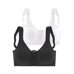 Petite Fleur Soft-BH schwarz+wei&szlig; Gr. 100B. Ohne B&uuml;gel. Nachhaltig.