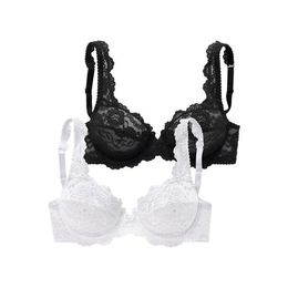 Petite Fleur B&uuml;gel-BH schwarz+wei&szlig; Gr. 100C. Mit B&uuml;gel