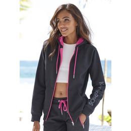 Kangaroos Sweatjacke schwarz Gr. 36/38 f&uuml;r Damen. Mit Logodruck, Logoschriftzug, Kontrastbesatz. Bequem. Nachhaltig.