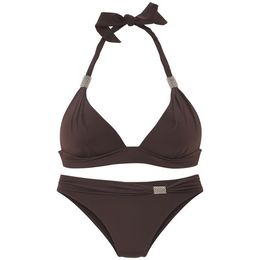 Lascana Set: Triangel-Bikini mehrfarbig Gr. 36 Cup A. Mit Zierperlen. Ohne B&uuml;gel