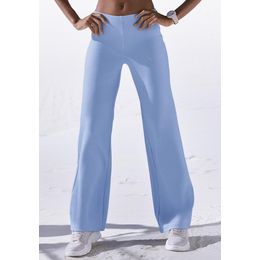 Lascana Sporthose blau Gr. XS (32/34) f&uuml;r Damen. Mit Logodruck. Bequem. Nachhaltig.
