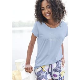 Vivance Dreams T-Shirt blau Gr. 36/38 f&uuml;r Damen. Mit Rundhals. Loose Fit. Nachhaltig.