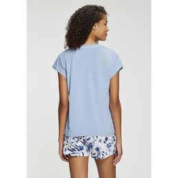 Lascana Shorty mehrfarbig Gr. 40/42 f&uuml;r Damen. Mit Kontrastpaspel und Allover-Druck. Loose Fit. Nachhaltig.