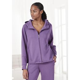 French Connection Sweatjacke lila Gr. 32/34 f&uuml;r Damen. Mit Logodruck. Bequem. Nachhaltig.