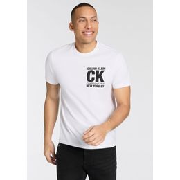 T-Shirt Calvin Klein, Jungen, Gr. XL, wei&szlig; (brilliant wei&szlig;), Web, Obermaterial: 100% Baumwolle, unifarben, regular fit normal, Rundhals, eingesetzt abgesteppte Kante, Shirts T-Shirt, Regular fit, mit Rundhalsausschnitt