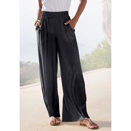 Lascana Schlupfhose 'mit Plisseefalten und weitem, luftigem Bein' schwarz Gr. 34 f&uuml;r Damen. Mit Schnalle. Figurumspielend