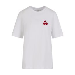 T-Shirt MISS TEE "Miss Tee Heart Cherries EMB Tee", Jungen, Gr. M, wei&szlig;, 100% Baumwolle, oversize, Rundhals, Shirts T-Shirt