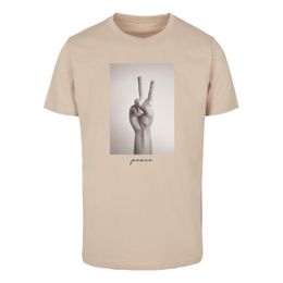 T-Shirt MisterTee "MisterTee Herren Peace Sign Tee", Jungen, Gr. S, sand, 100% Baumwolle, unifarben, normal, Rundhals, Shirts T-Shirt