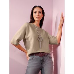3/4 Arm-Pullover Heine "Pullover", Damen, Gr. 36, elfenbein, 87% Polyacryl, 8% Polyester, 5% metallisierte Fasern, meliert, unifarben, Pullover
