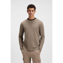 Langarmshirt BOSS Orange "Tempesto", Herren, Gr. XXL, open gr&uuml;n346, Single Jersey, Obermaterial: 82% Baumwolle, 12% Polyamid, 6% Elasthan, regular fit normal, Rundhals, Shirts Langarmshirt, mit BOSS-Stickerei