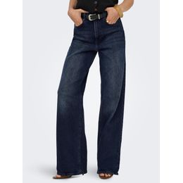 High-waist-Jeans Only "ONLJUICY HW WIDE DNM REA929 NOOS", Damen, Gr. 25, L&auml;nge 32, blau (blau schwarz denim), Denim/Jeans, Obermaterial: 98% Baumwolle, 2% Elasthan, unifarben, relaxed fit, Jeans High-Waist-Jeans