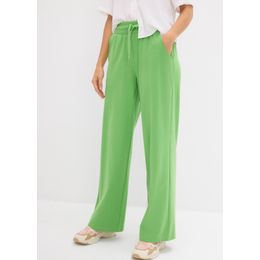 Jerseyhose bonprix, Damen, Gr. 48/50 (XL), N-Gr, kleegr&uuml;n, Jersey, Obermaterial: 100% Baumwolle, loose fit, Hosen Jerseyhose, aus Baumwolle, lockere Passform, weites Bein, Casual Stil