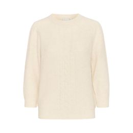Strickpullover Ichi "Strickpullover IHKAMARA", Damen, Gr. S, wei&szlig; (cloud dancer), Obermaterial: 52% Polyacryl PAN. 30% Polyester PES. 15% Alpaka WP. 3% Elasthan EL., Pullover Strickpullover