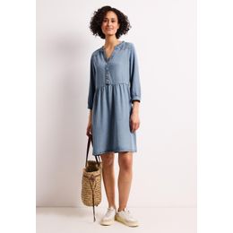 Tunikakleid Street One, Damen, Gr. 42, EURO-Gr&ouml;&szlig;en, light blau soft wash, Stoff, 100% Lyocell, unifarben, comfort fit knielang, Rundhals, elastischer Bund, Kleider, knielang