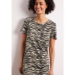 Shirtkleid Street One, Damen, Gr. 42, N-Gr, espresso braun, Web, Obermaterial: 85% Viskose, 13% Polyester, 2% Elasthan, k&ouml;rpernah kniebedeckend, Rundhals, abgesteppte Kante, Kleider Shirtkleid, Knielanges Sommerkleid mit Animal-Print