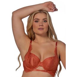 After Eden D-cup & up Halbschalen-BH "Tessa", Damen, Gr. 85, Cup E, brique, Spitze, Obermaterial: 64% Polyamid, 31% Polyester, 5% Elasthan, AFTER EDEN D-CUP & UP, BHs, mit Schale, mit B&uuml;gel, mit Spitze, Satin-Look, mit Riemchen, feminin