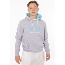 Hoodie Zwillingsherz "Moin", Herren, Gr. XL, grau (hellgrau), Sweatware, Obermaterial: 50% Baumwolle, 50% Polyester, meliert, Basic h&uuml;ftbedeckend, Rundhals, angesetztes B&uuml;ndchen, Sweatshirts Hoodie, mit gesticktem Schriftzug und Ankermotiv am &Auml;rmel