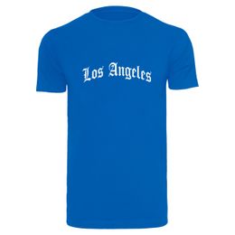 T-Shirt MisterTee "MisterTee Herren Los Angeles Wording Tee", Jungen, Gr. L, blau (cobaltblau), 100% Baumwolle, bedruckt, normal, Rundhals, Shirts T-Shirt