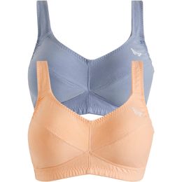 B&uuml;stenhebe bonprix, Damen, Gr. 105, Cup E, melba, mattblau, Obermaterial: 95% Baumwolle, 5% Elasthan. Futter: 100% Baumwolle, BHs B&uuml;stenhebe, breite, gepolsterte Tr&auml;ger, b&uuml;gelos, mit Haken & &Ouml;sen Verschluss