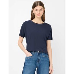 Kurzarmshirt Brax "Style CAELEN S", Damen, Gr. 46, navy, 47% Baumwolle, 47% Modal, 6% Elasthan, Rundhals, Shirts