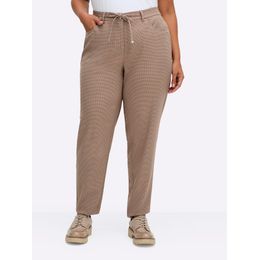 Webhose sheego, Damen, Gr. 48, Normalgr&ouml;&szlig;en, schlamm, gemustert, 64% Polyester, 34% Viskose, 2% Elasthan, gemustert, kariert, mehrfarbig, Hosen