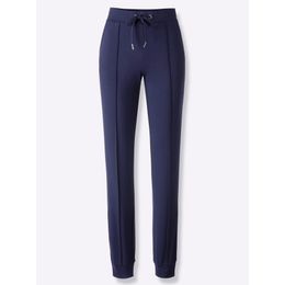 Jerseyhose Heine, Damen, Gr. 38, Normalgr&ouml;&szlig;en, blau (marine), 70% Viskose, 25% Polyamid, 5% Elasthan, unifarben, Hosen Jerseyhose