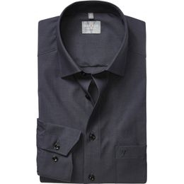 Langarmhemd MARVELIS, Herren, Gr. 41, N-Gr, grau (schwarz), Web, Obermaterial: 100% Baumwolle, unifarben, comfort fit, 2-Knopf-Manschette, Hemden, Businesshemd, comfort fit, New-Kentkragen