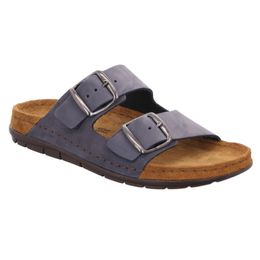 Pantolette Rohde "Rodigo-D", Damen, Gr. 41, blau (ocean), Leder, Schuhe Pantolette, Sommerschuh, Schlappen, Hausschuh mit Schnallenverschl&uuml;sse