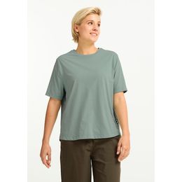 T-Shirt Jack Wolfskin "TRAVEL T W", Damen, Gr. L (42/44), gr&uuml;n (gr&uuml;nzinnia), Obermaterial: 100% POLYESTER, Shirts T-Shirt