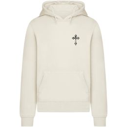 Kapuzensweatshirt MisterTee "MisterTee Holy Cross Hoody", Herren, Gr. M, beige (sandwei&szlig;), 65% Baumwolle, 35% Polyester, bedruckt, Rundhals, Sweatshirts