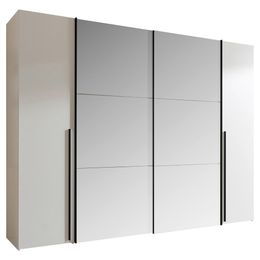 Livetastic Kleiderschrank, Wei&szlig;, Glas, Holzwerkstoff, 10 F&auml;cher, 267x205x57 cm, Kombination aus Dreh- und Schwebet&uuml;ren, Schrankfront mit Spiegel, Schlafzimmer, Kleiderschr&auml;nke, Schwebet&uuml;renschr&auml;nke
