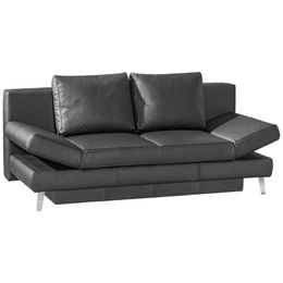 Novel Schlafsofa, Schwarz, Metall, Echtleder, Rindleder, Uni, 2-Sitzer, 200x85x90 cm, Fu&szlig;auswahl, Lederauswahl, Schlafen auf Sitzh&ouml;he, Wohnzimmer, Sofas & Couches, Sofas, Ledersofas
