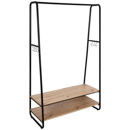 Milino Garderobenst&auml;nder, Natur, Schwarz, Metall, Holzwerkstoff, 100x160x45 cm, Schuhablage, Hutablage, standfeste F&uuml;&szlig;e, Jackenhalter, Garderobe, Garderobenst&auml;nder