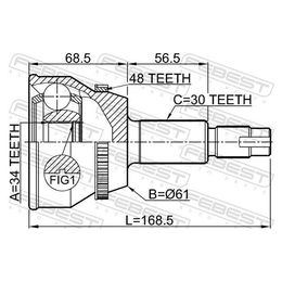 FEBEST Gelenksatz, Antriebswelle 0110mhu38a48 Vorderachse f&uuml;r TOYOTA