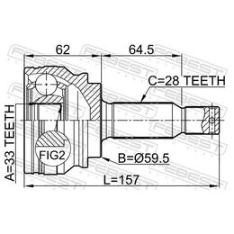 FEBEST Gelenksatz, Antriebswelle 0410cy34 Vorderachse f&uuml;r Chrysler MITSUBISHI