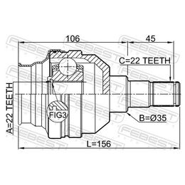 FEBEST Gelenksatz, Antriebswelle 1011t255lh Vorderachse links f&uuml;r GM