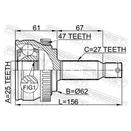 FEBEST Gelenksatz, Antriebswelle 1210nfa47 Vorderachse f&uuml;r HYUNDAI