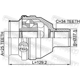 FEBEST Gelenksatz, Antriebswelle 1811z16rh Vorderachse f&uuml;r Opel GM