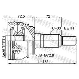 FEBEST Gelenksatz, Antriebswelle 3210esciii Vorderachse f&uuml;r GM