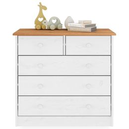 Idimex Kommode, Wei&szlig;, Braun, Holz, Kiefer, Vintage, 79x74x35 cm, FSC Mix, Wohnzimmer, Kommoden & Sideboards, Kommoden