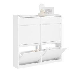 sobuy Schuhkipper, Wei&szlig;, Holz, 98x95x19 cm, Garderobe, Schuhaufbewahrung, Schuhkipper