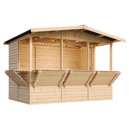 Timbela Marktbude, Beige, Holz, 336x232x263 cm, Aufbewahrung & Schutzh&uuml;llen, Ger&auml;teschuppen