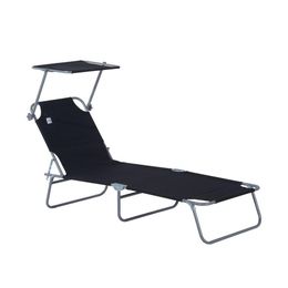 Outsunny Sonnenliege, Schwarz, Metall, 58x27x187 cm, Gartenm&ouml;bel, Gartenliegen