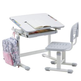 CARO-M&ouml;bel CARO-M&ouml;bel Kinderschreibtischset, Wei&szlig;, Grau, Holzwerkstoff, Metall, Mode, 65x54x47 cm, Arbeitszimmer, Schreibtische, Jugend- & Kinderschreibtische