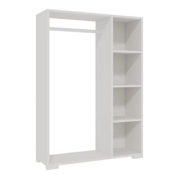 [en.casa] Kleiderschrank, Wei&szlig;, Kunststoff, 90x126x30 cm, Schlafzimmer, Kleiderschr&auml;nke