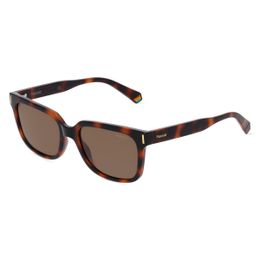Polaroid PLD 6191/S | Unisex-Sonnenbrille | Fassung: Vollrand, Quadratisch, Kunststoff, Havanna Gl&auml;nzend | Glasfarbe: Braun