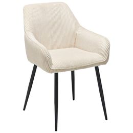 Livetastic Armlehnstuhl Cord, Schwarz, Beige, Metall, Textil, Rundrohr, 56x83x62 cm, Esszimmer, St&uuml;hle, Esszimmerst&uuml;hle, Armlehnenst&uuml;hle