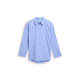 Tom Tailor Damen Loose Fit Popeline Hemdbluse, blau, Uni, Gr. 44